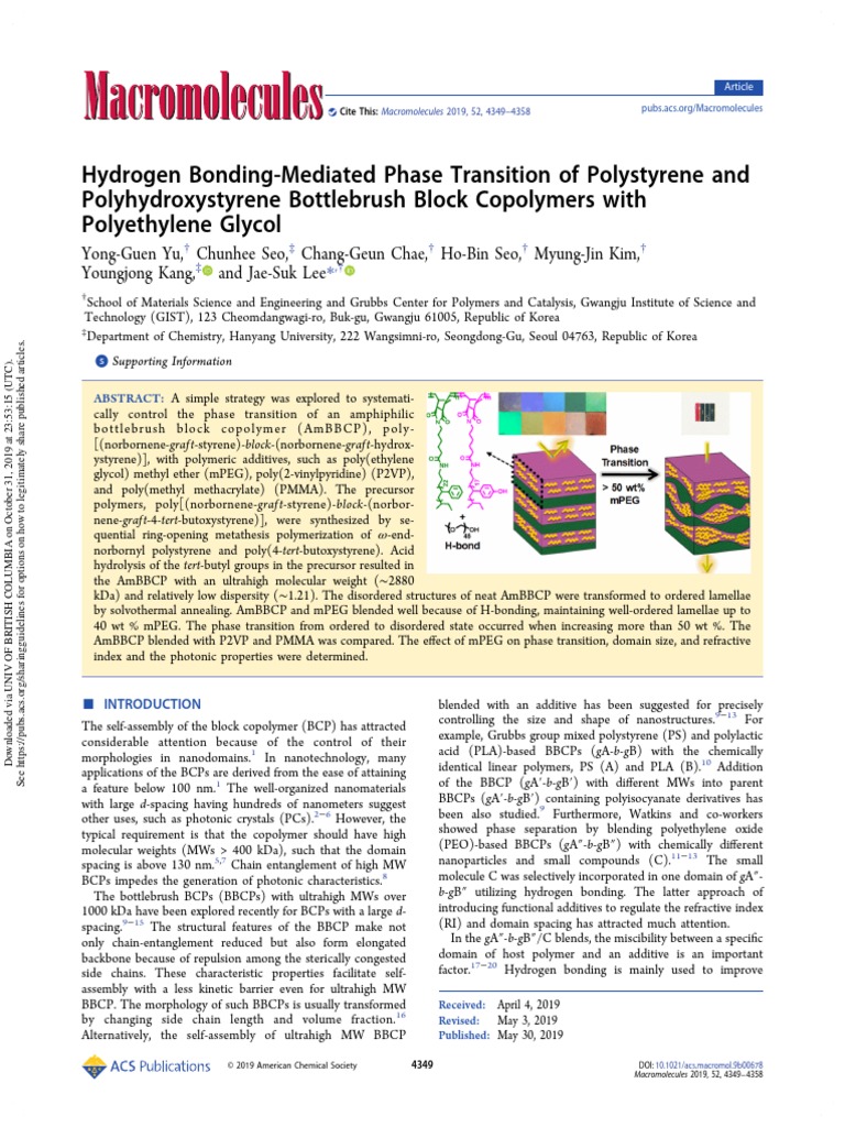 Acs Macromol 9b00678 | PDF | Copolymer | Polymers
