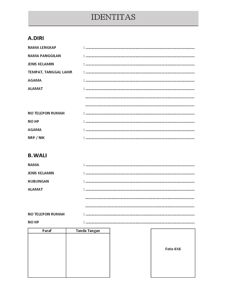 Form Identitas | PDF