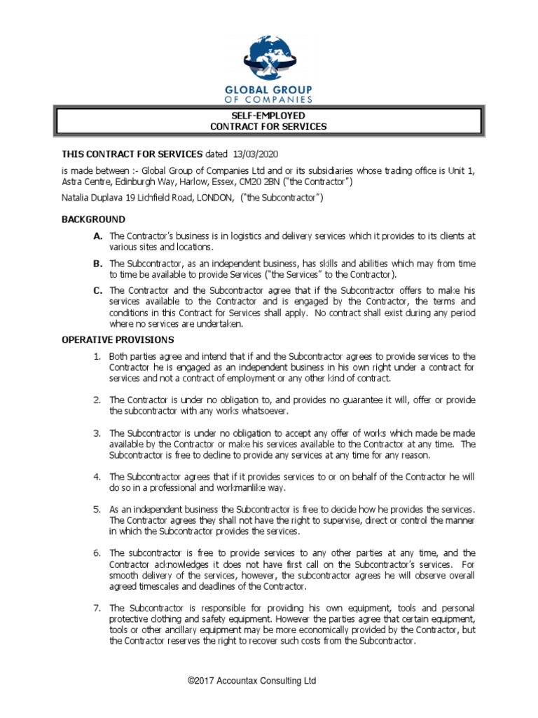 Payroll To Contractor CIS (Hybrid Self-Employed) Hybrid 2020-03-13 14-14-43 | PDF | Contractual ...