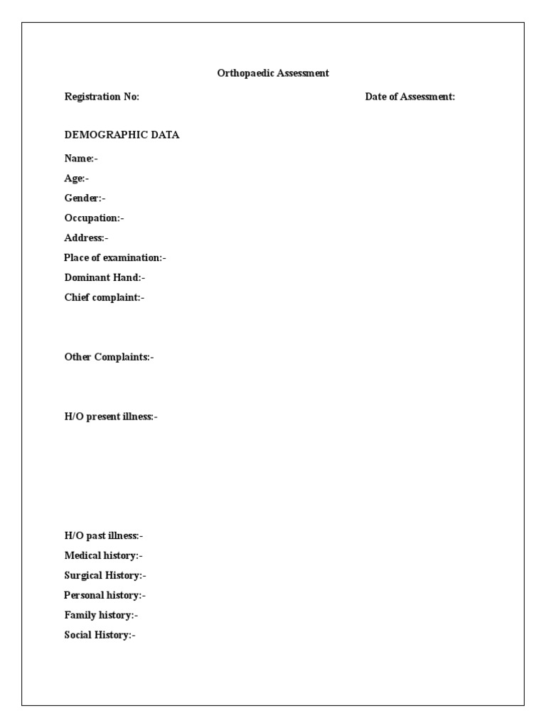 Orthopedic Assessment Template | PDF