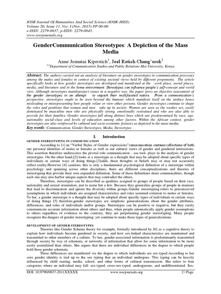 Gender Stereotypes in Communication Explored | PDF | Gender | Gender ...
