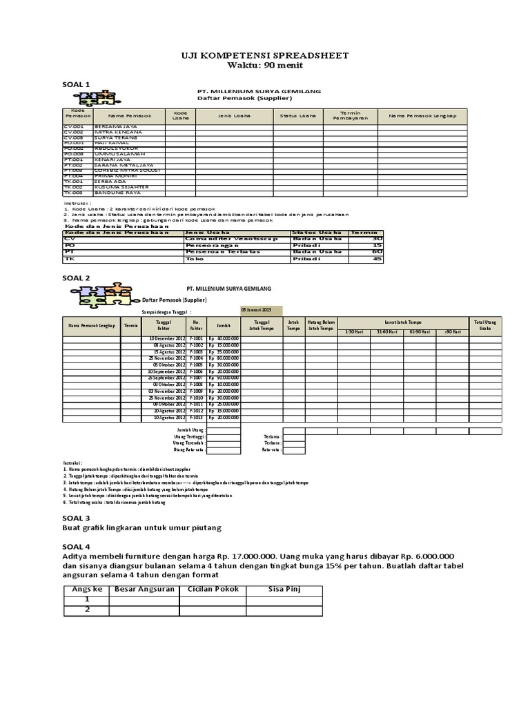 Soal - Spreadsheet | PDF