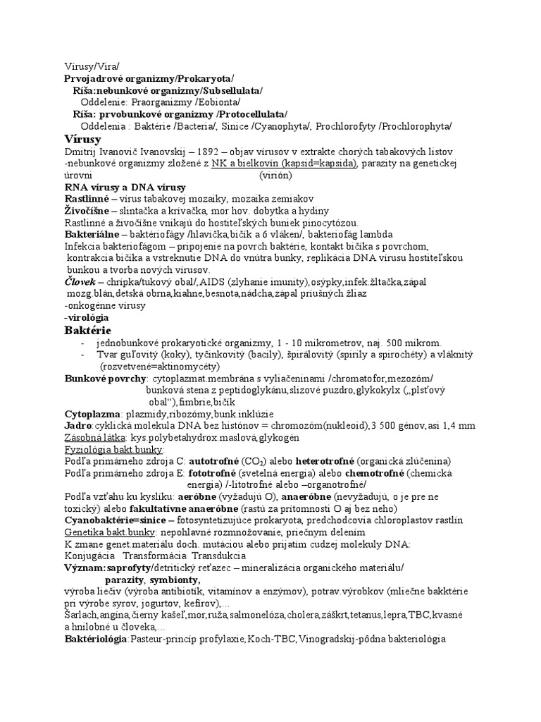 Vírusy, Baktérie A Archeóny - ŠM | PDF