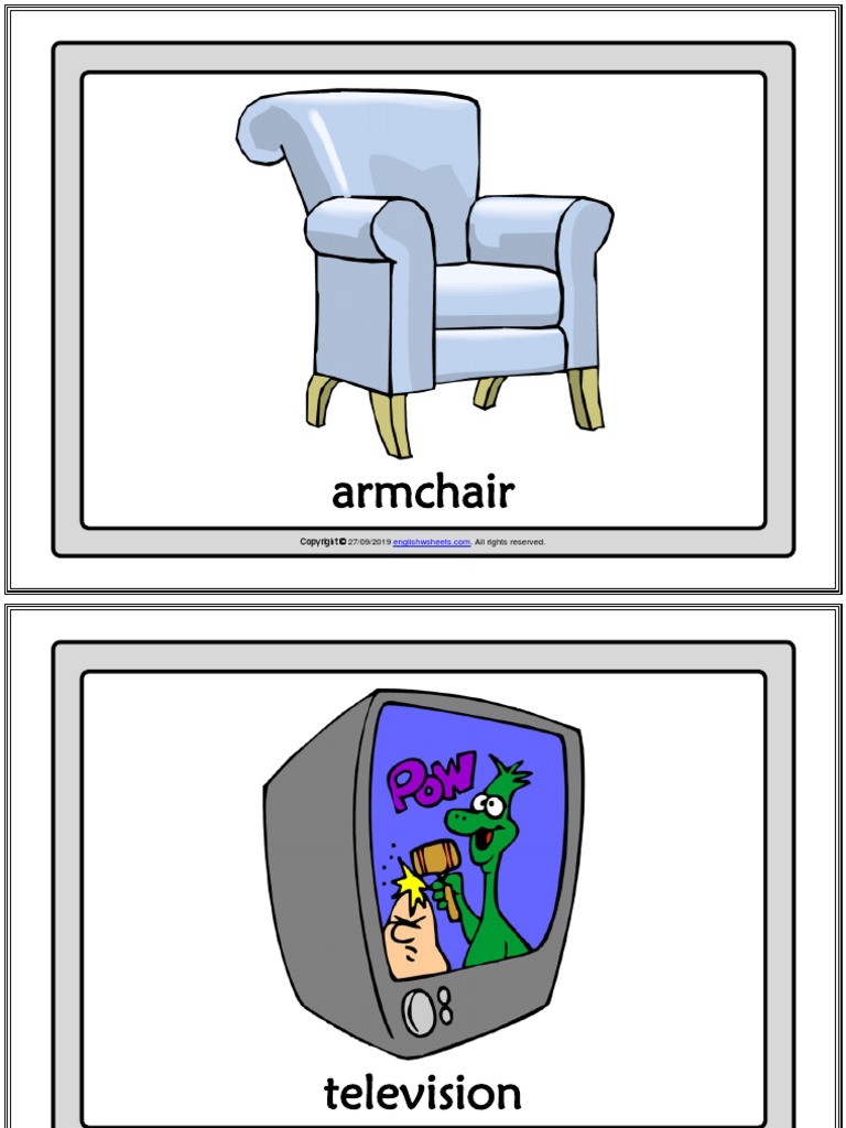 Furniture Vocabulary Esl Printable Flashcards With Words For Kids | PDF ...