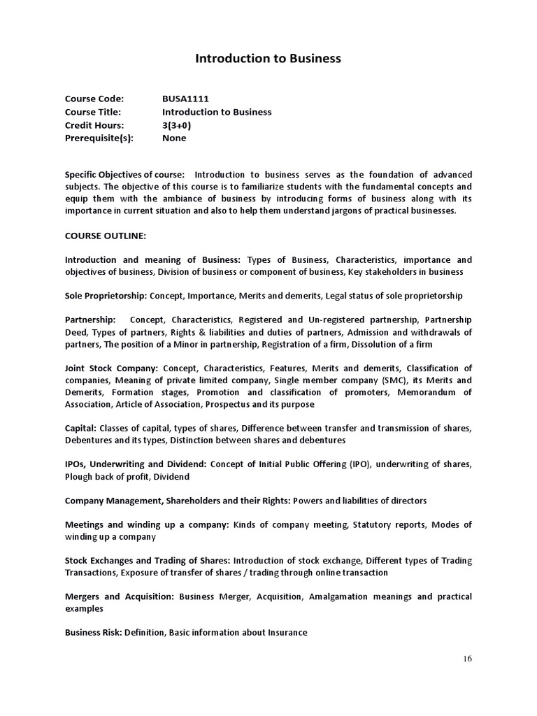 Introduction To Business | PDF | Partnership | Initial Public Offering