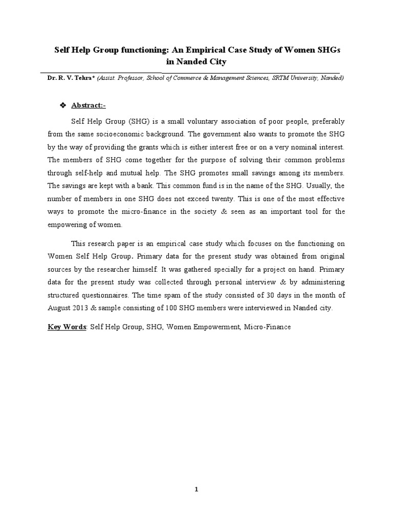 Study of Women Self Help Group With Special Reference To Nanded City ...