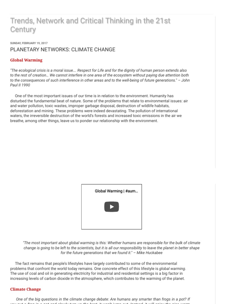 Trends, Network and Critical Thinking in The 21st Century - PLANETARY ...