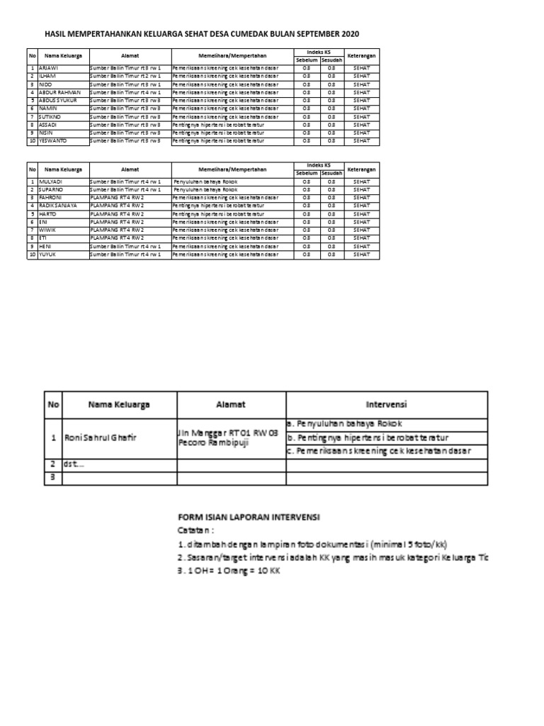 Form Laporan Intervensi Dan Memelihara PISPK BOK 1 | PDF
