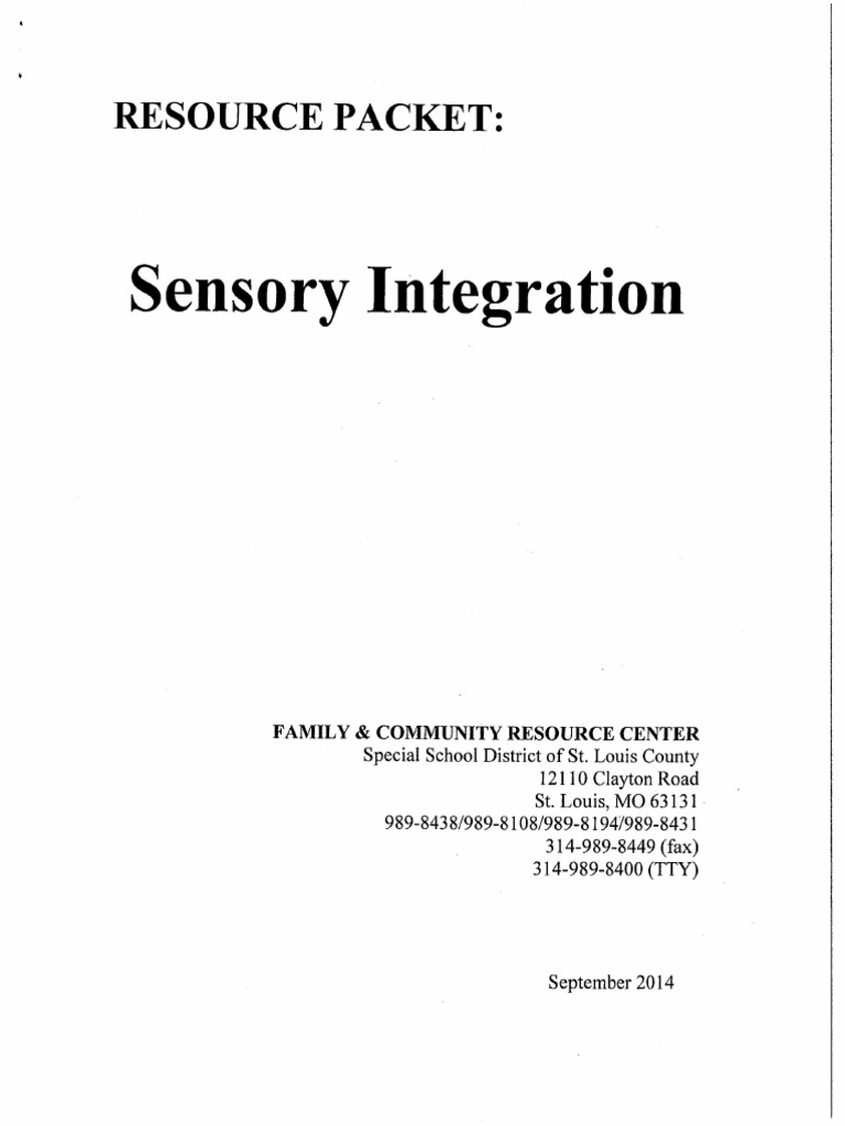 Sensory Integration: Resource Packet | PDF | Somatosensory System ...