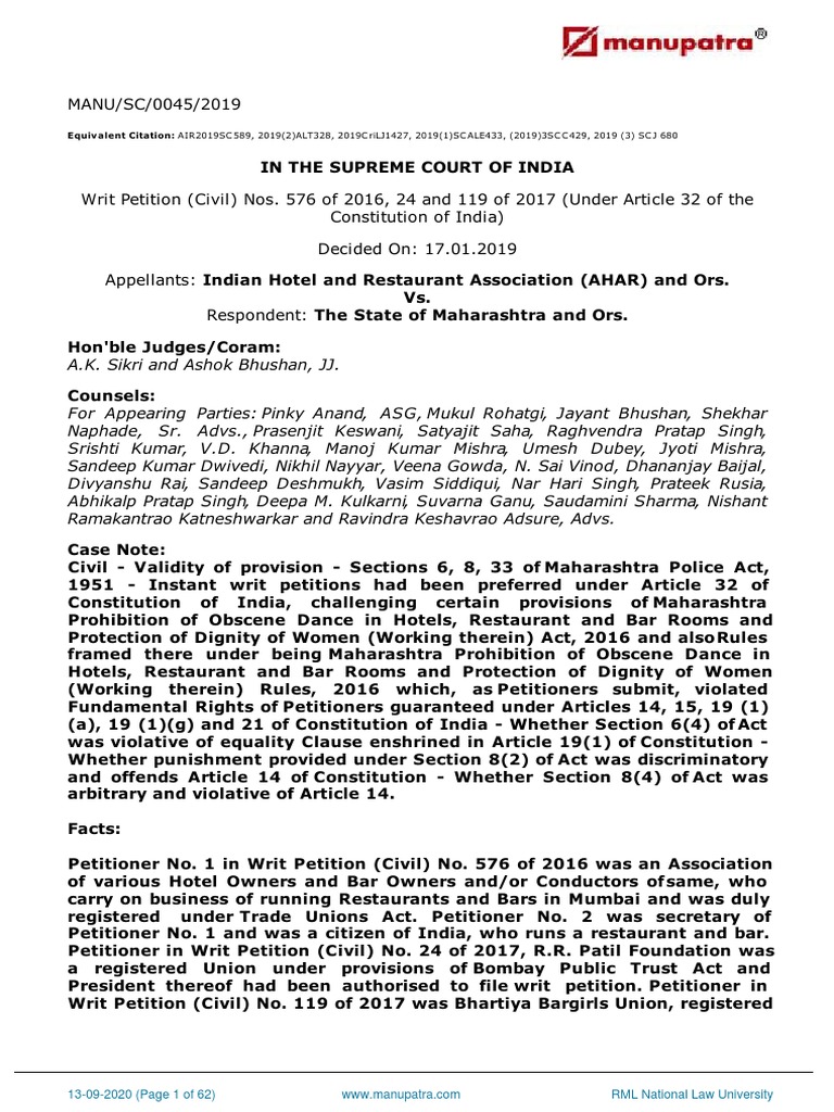 Indian Hotel and Restaurant Association AHAR | PDF | License | U.S. State