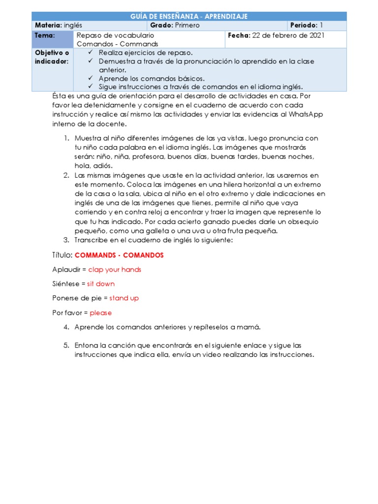 Guía de Aprendizaaje 22 de Febrero 2021 | PDF | Caso de carta | Aprendizaje
