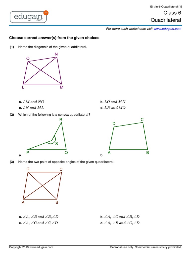 Grade 6 Quadrilateral in | PDF | Geometry | Classical Geometry