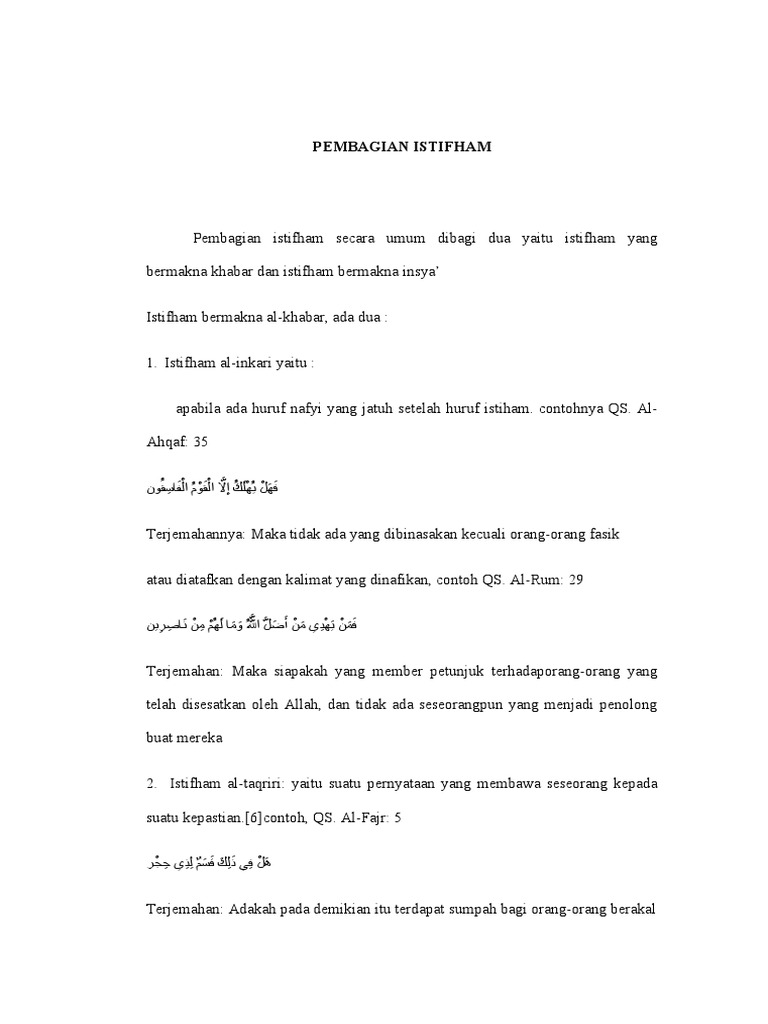 Pembagian Istifham | PDF