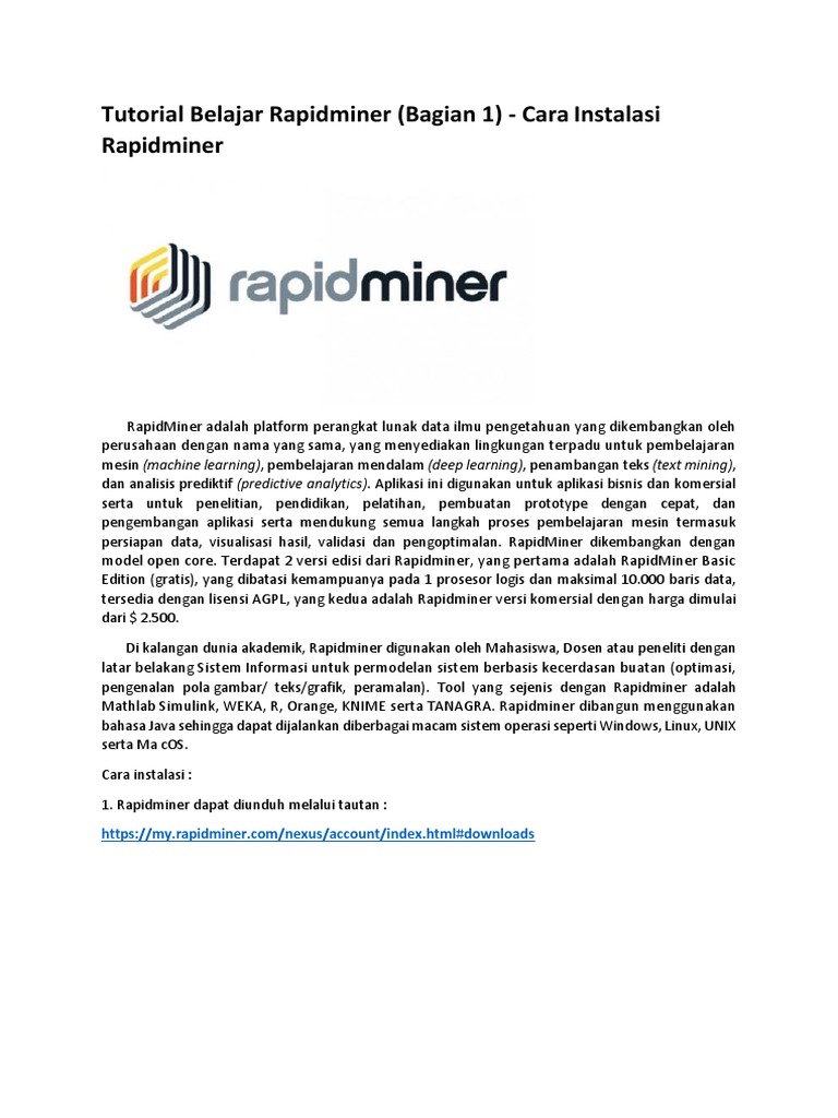 Tutorial Rapidminer 01 | PDF
