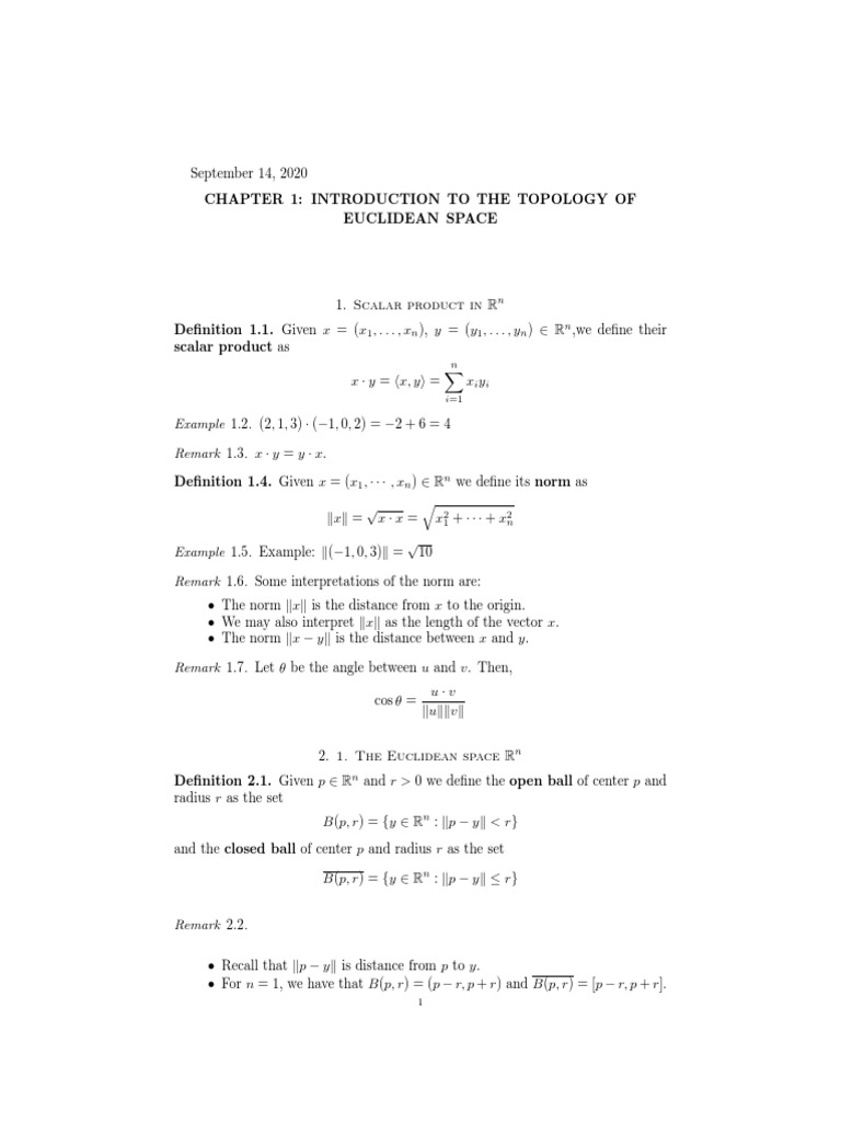 Chapter 1 Notes - Topology of Euclidean Space | PDF | Norm (Mathematics ...