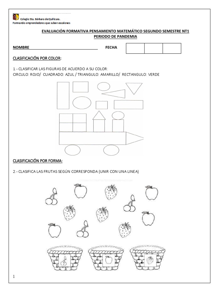 Prueba de Matemáticas Pre Kinder | PDF | Color | Science