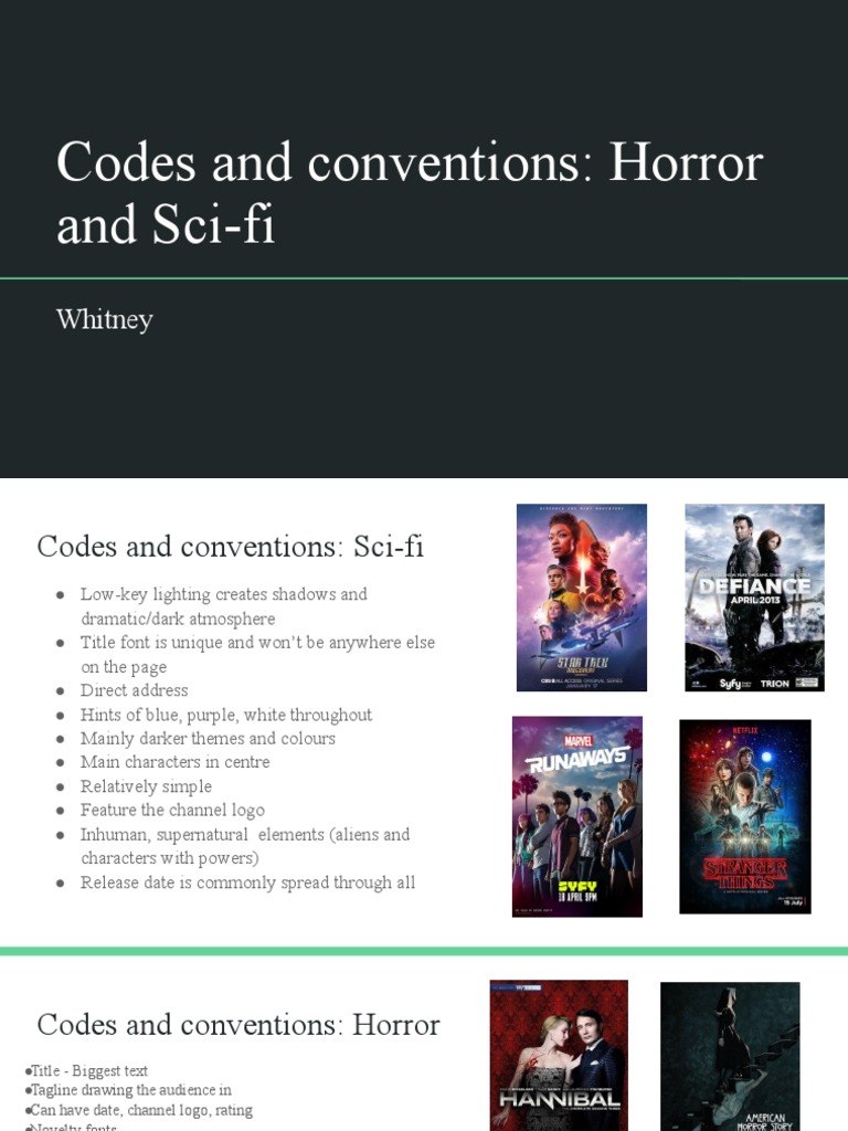 Codes and Conventions For Horror and Sci-Fi | PDF
