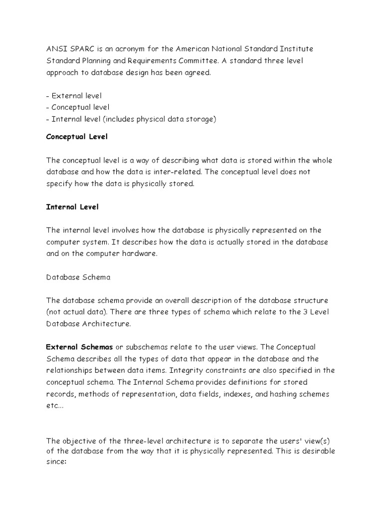 Ansi Sparc Download Free Pdf Databases Database Schema