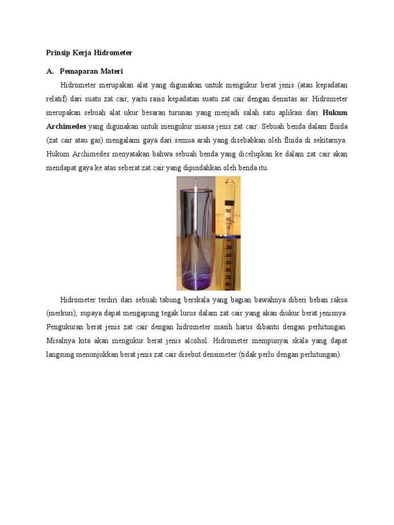 Prinsip Kerja Hidrometer | PDF