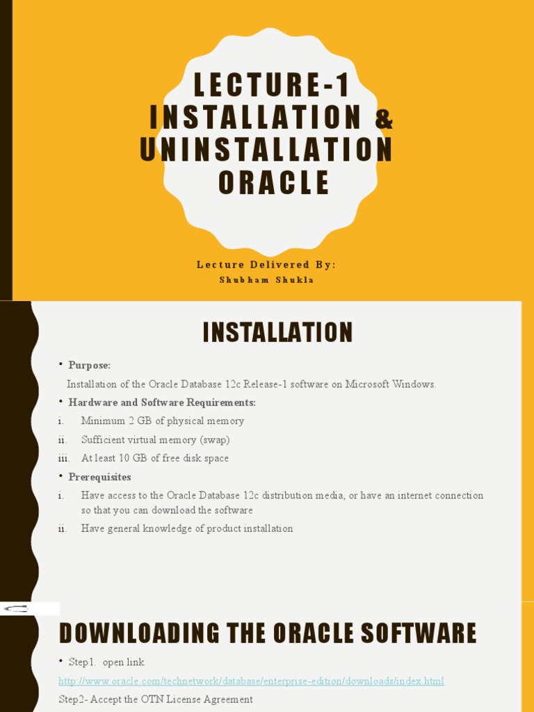 Lecture 1 Installation And Uninstallation Oracle Pdf Windows Registry Computer File