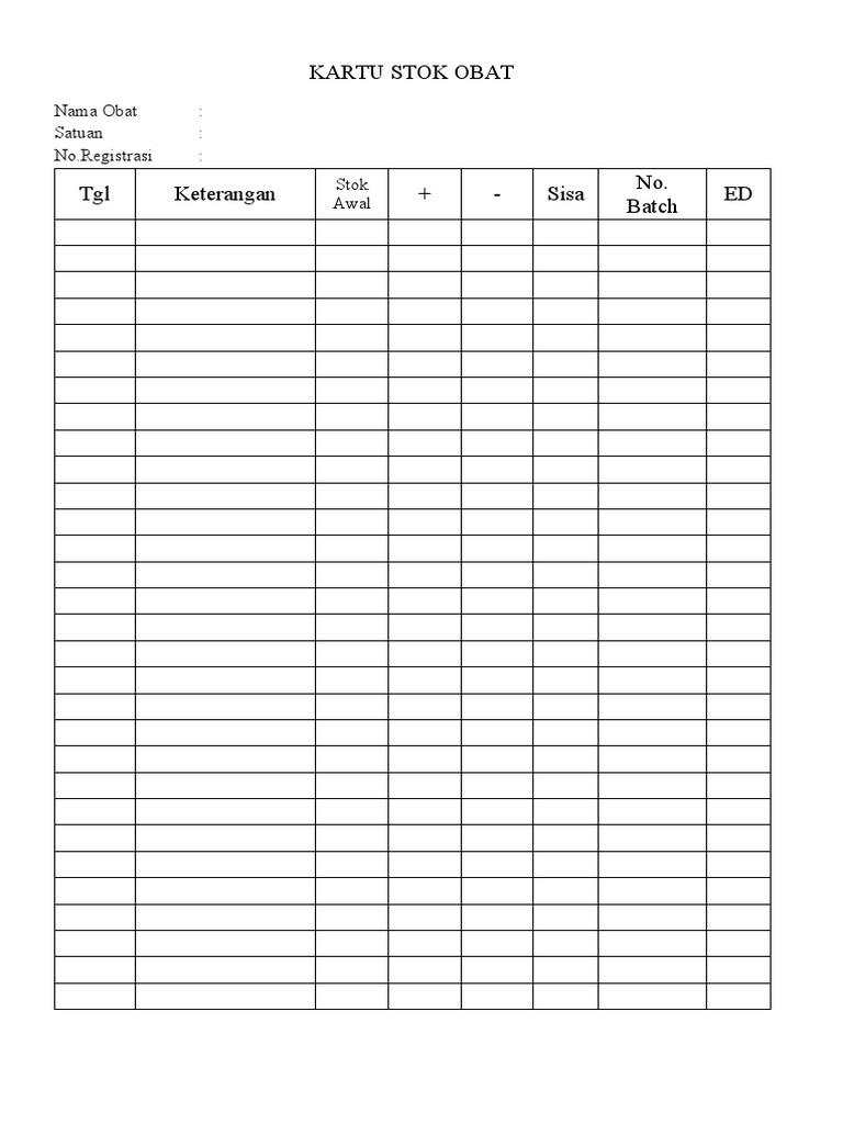 Kartu Stok Obat | PDF