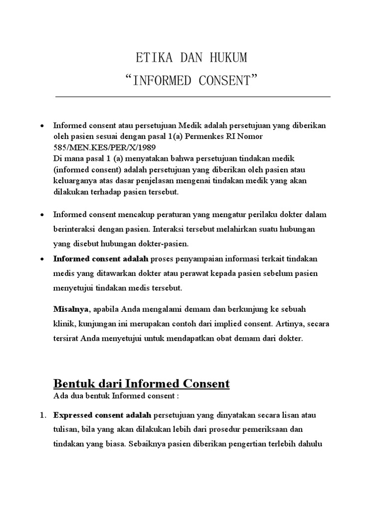 Catatan Informed Consent | PDF