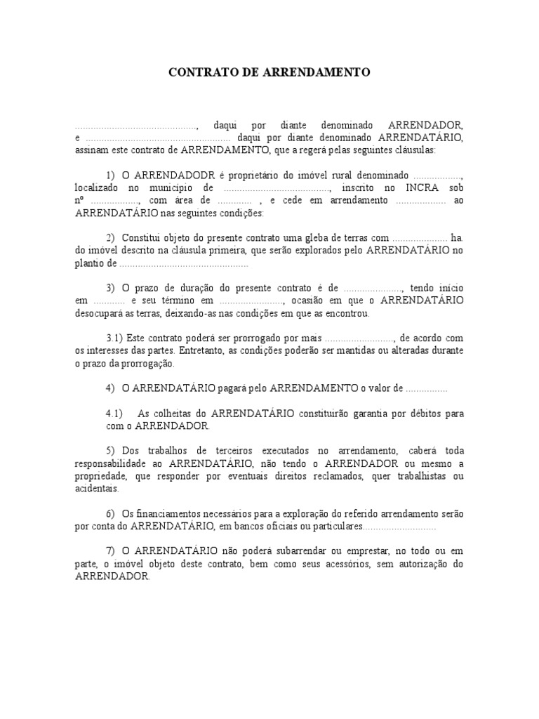 Contrato de Arrendamento | PDF | Leasing | Direito Privado