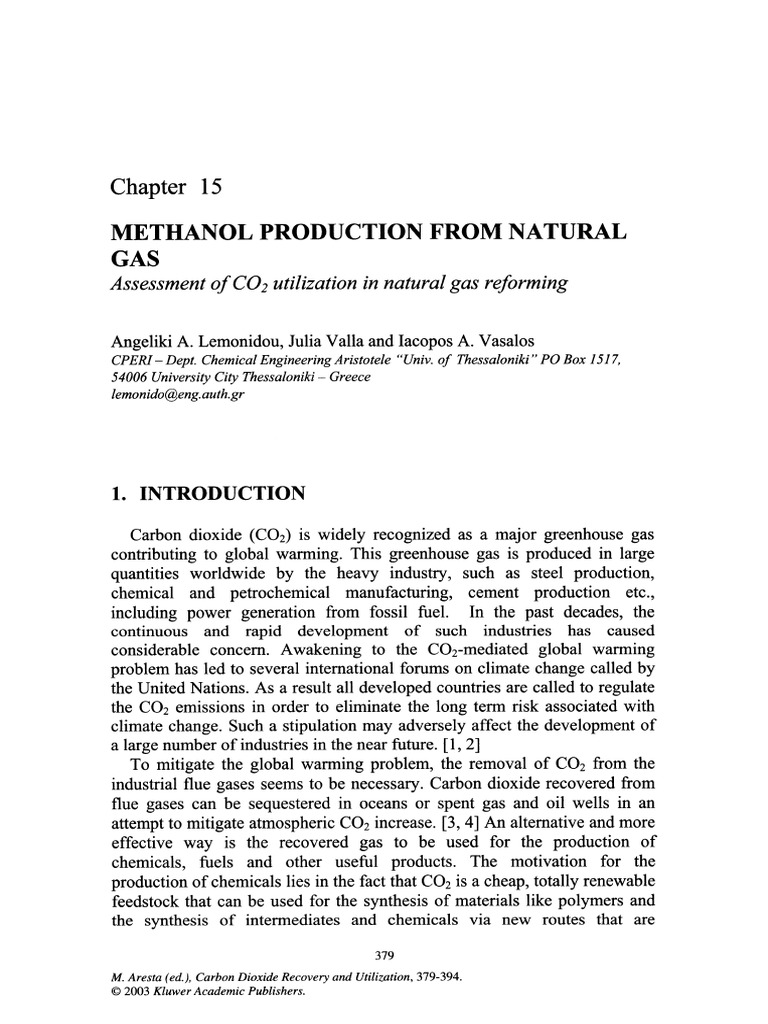 Methanol Production From Natural GAS | PDF | Methanol | Climate Change