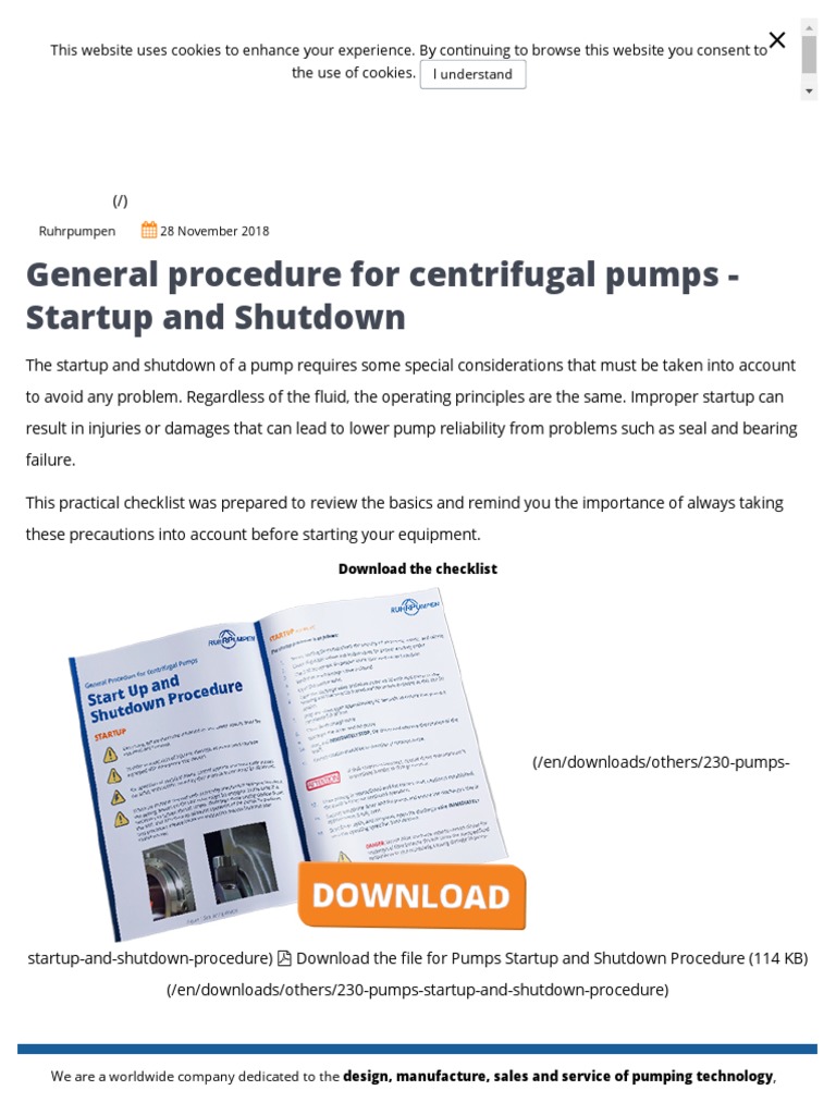 Pump Startup and Shutdown Procedure - Ruhrpumpen | PDF | Pump | Information Technology