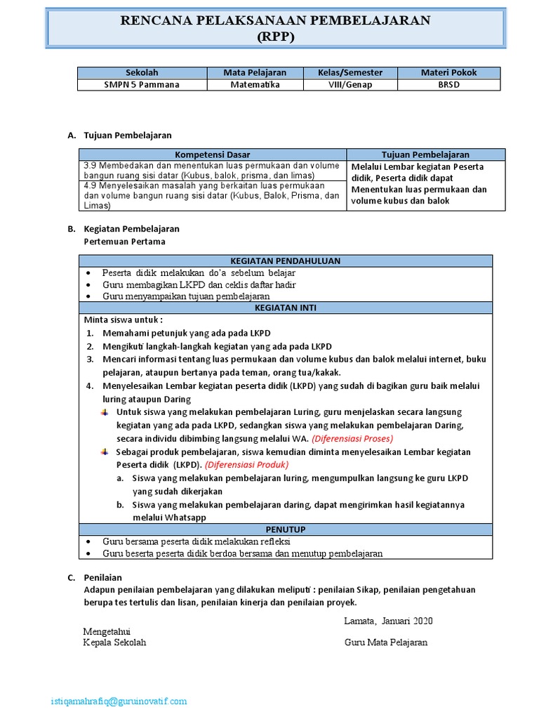 RPP Bangun Ruang Sisi Datar | PDF | Karier & Perkembangan