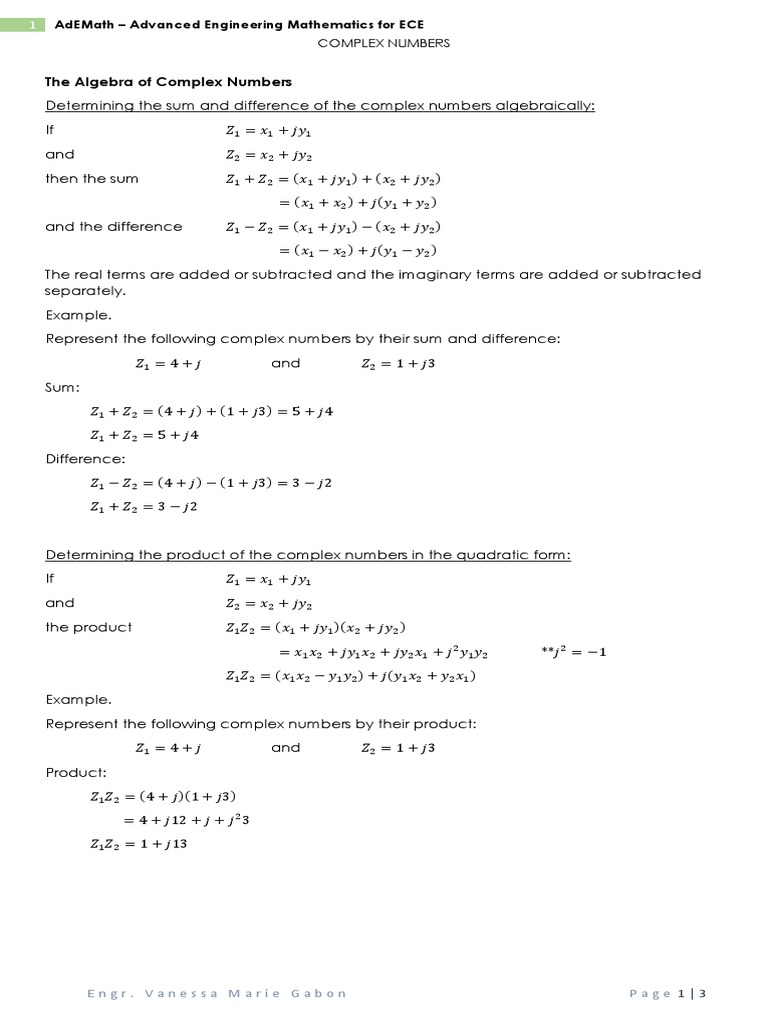 Complex Numbers 02 Pdf Complex Number Algebraic Structures