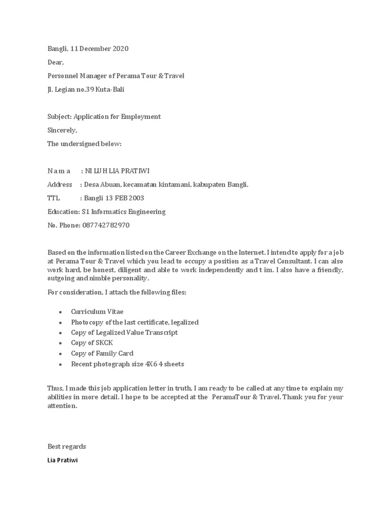 Tugas Application Letter Pdf