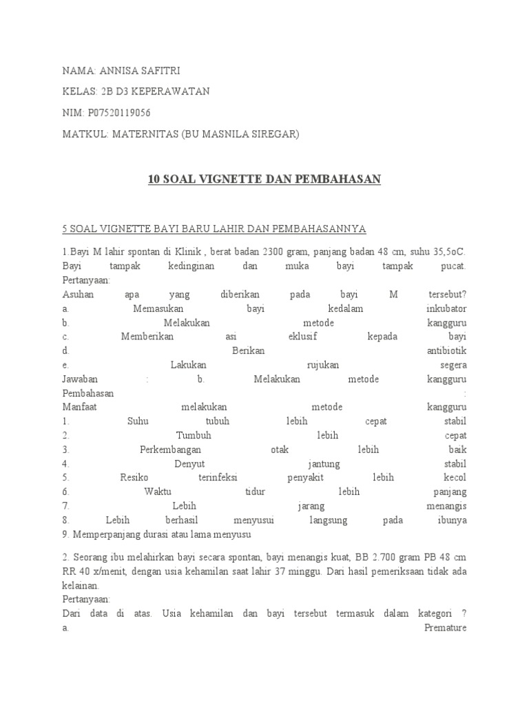 Soal Vignette Annisa Safitri 2B | PDF