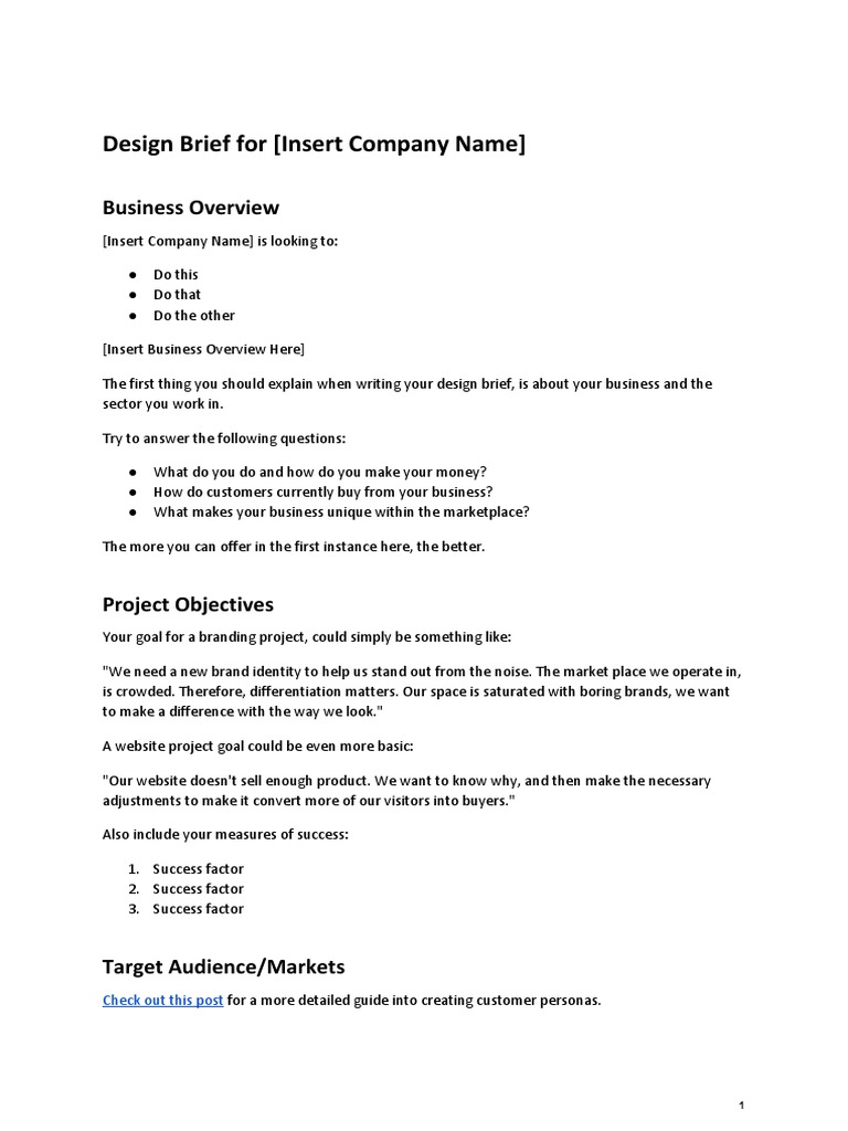 The Design Brief Template | PDF | Target Audience | Brand