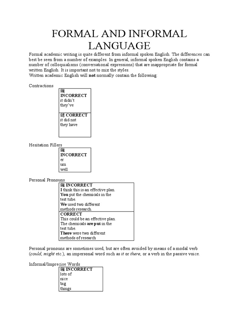 Formal and Informal Lang Exercise | PDF | English Language | Verb