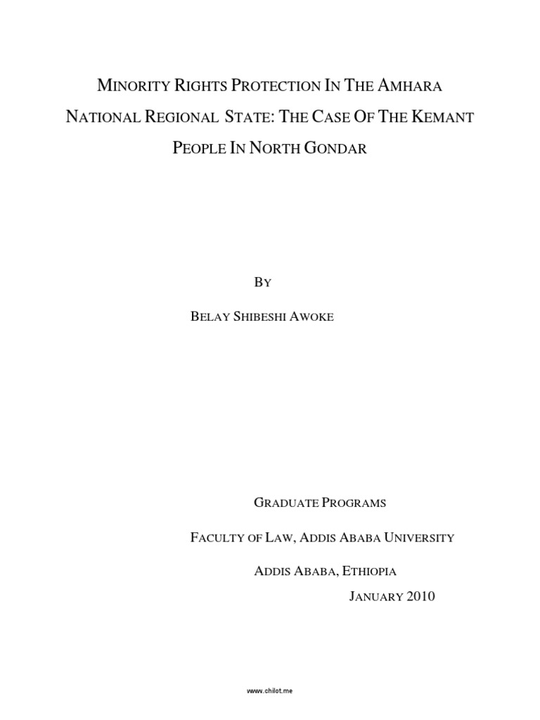 Minority Rights Protection in The Amhara National Regional State The ...