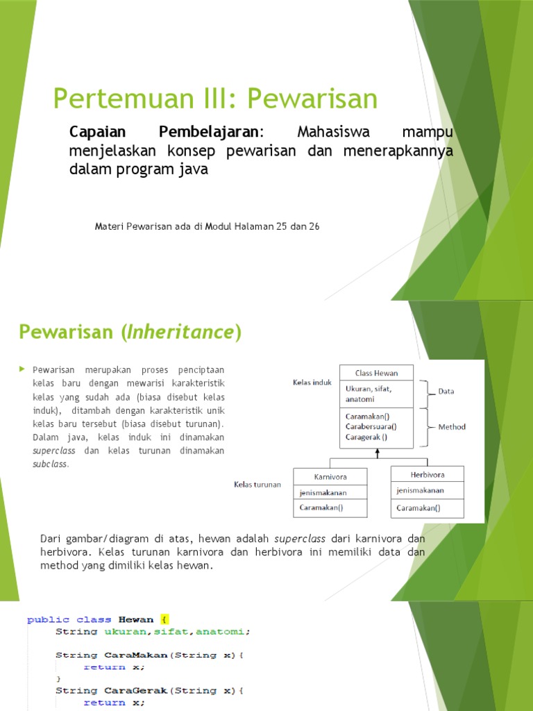 PBO Pertemuan III Inheritance | PDF | Metode & Bahan Ajar | Sains ...
