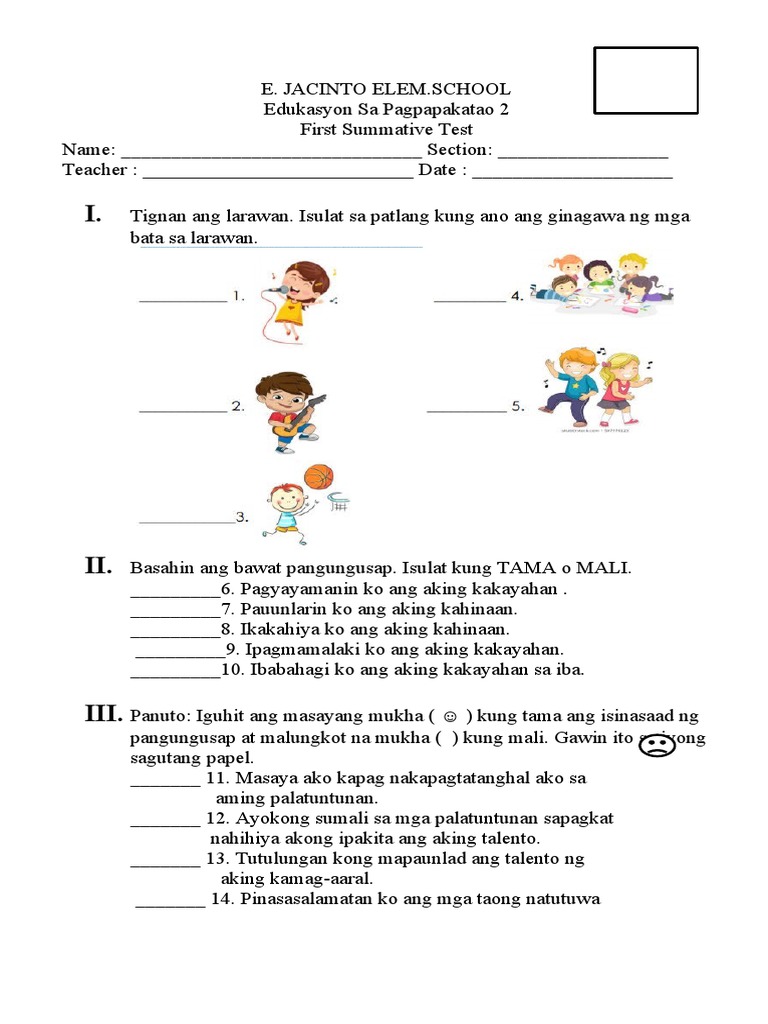 ESP Summative Test No 1 MELC | PDF