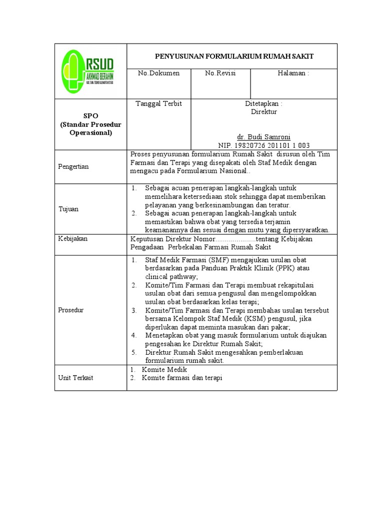 Sop Penyusunan Formularium Pdf