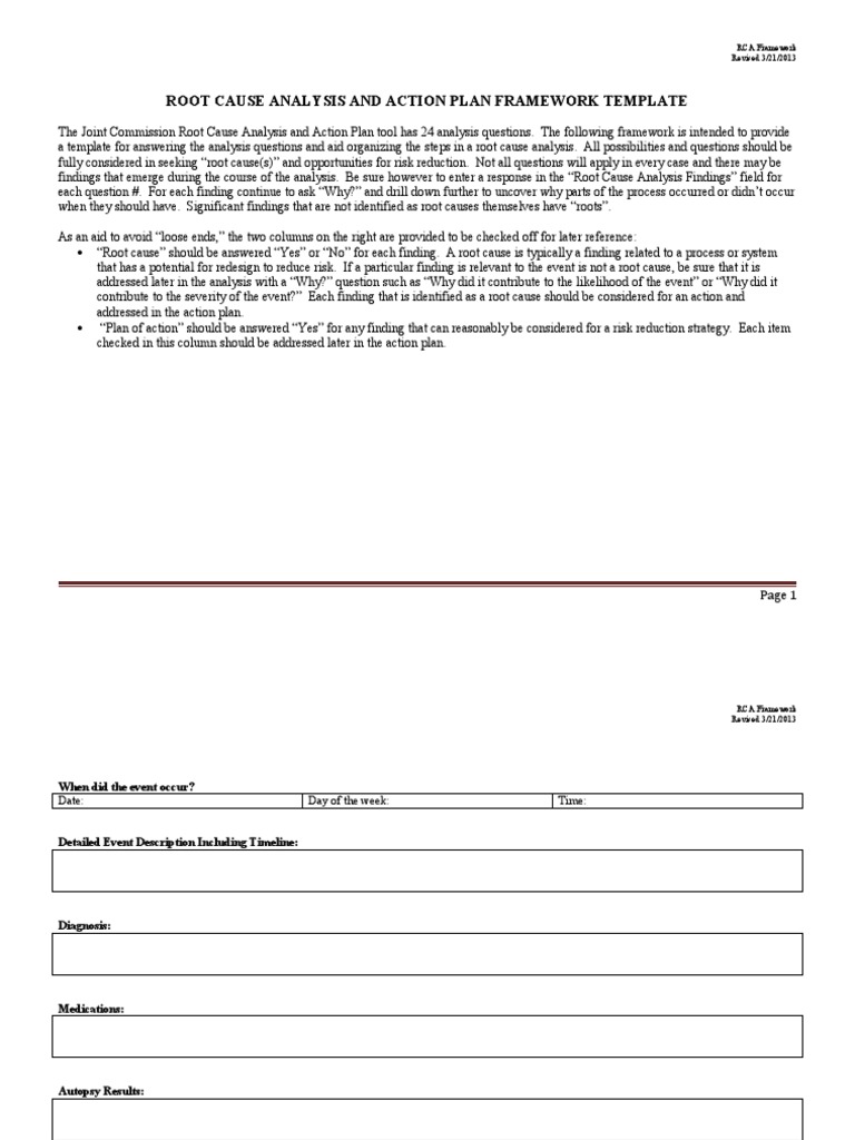 Healthcare Root Cause Analysis Template | PDF | Risk Management | Risk