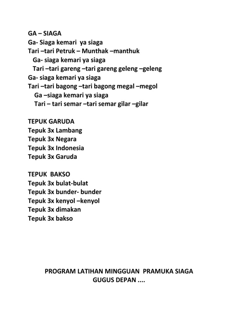 Draf Program Latihan Mingguan Pramuka Siaga | PDF