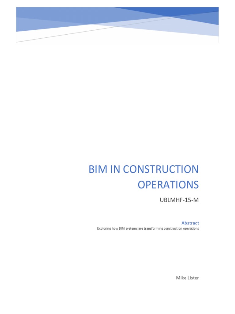 BIM in Construction Operations | PDF | Building Information Modeling ...