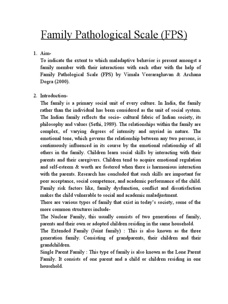 Practical-Family Pathological Scale (FPS) | PDF | Psychopathology ...
