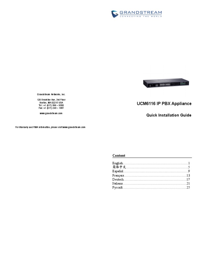 UCM6116 Quick Installation Guide | PDF | Session Initiation Protocol | World Wide Web
