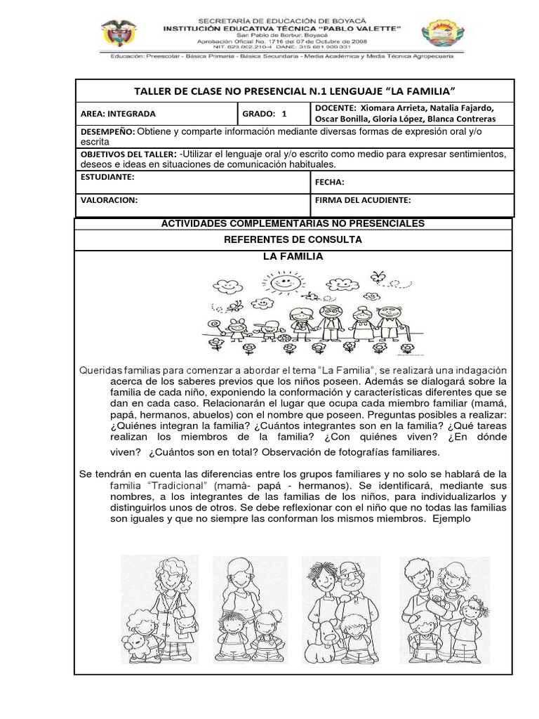 Guia 1. La Familia Grado Primero | PDF | Familia | Science