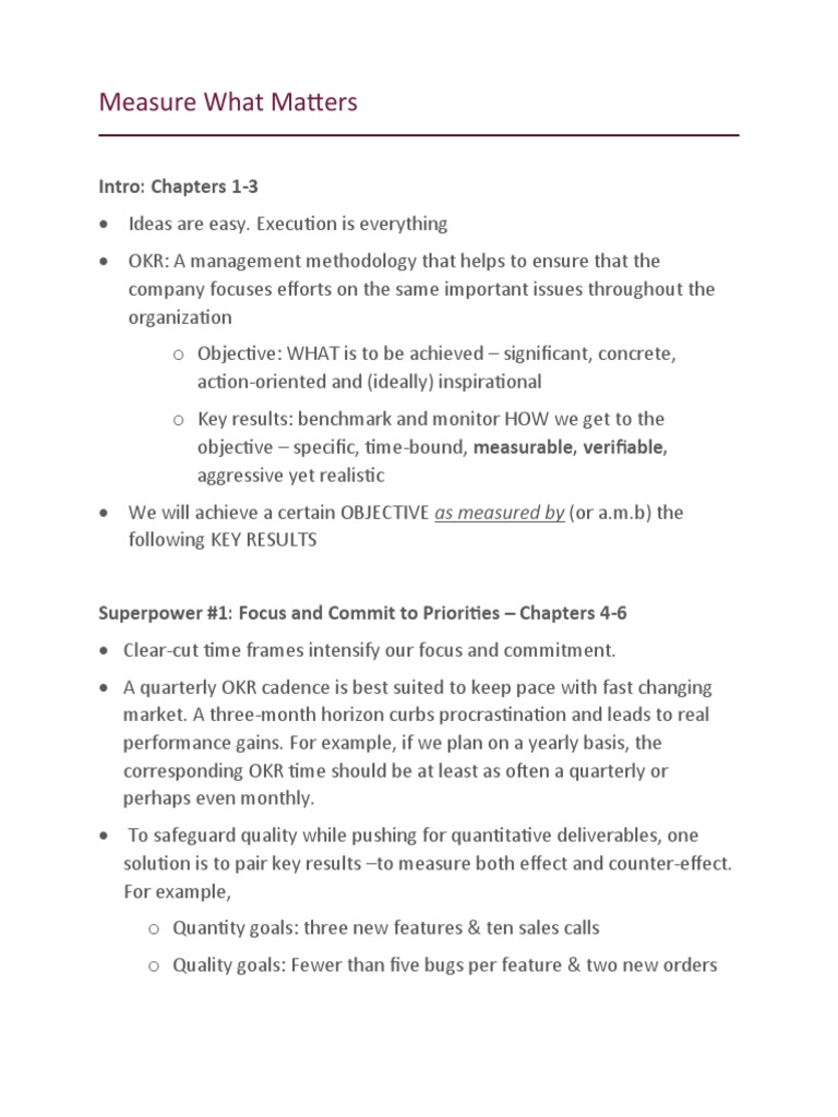 Measure What Matters | PDF | Top Down And Bottom Up Design | Business