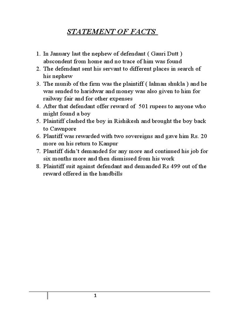 Statement of Facts | PDF