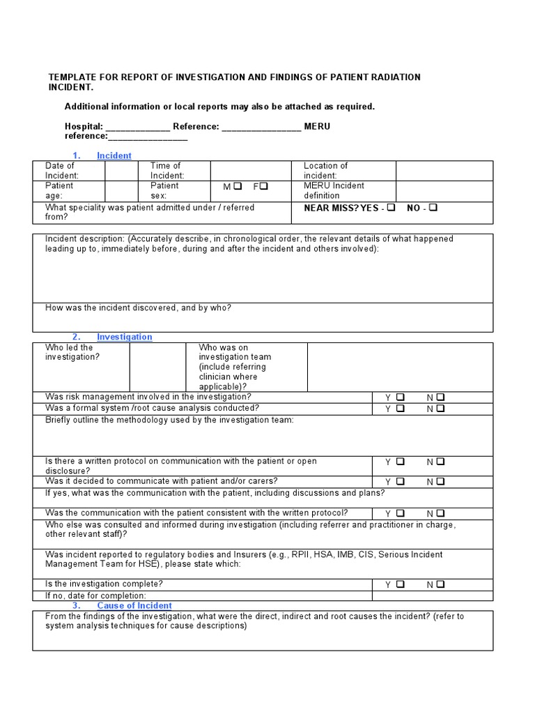 Radiation Incident Investigation Report Form | Download Free PDF ...