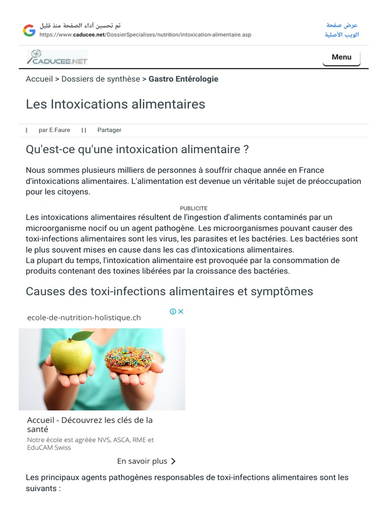 Les Intoxications Alimentaires | PDF | Intoxication alimentaire | Viande