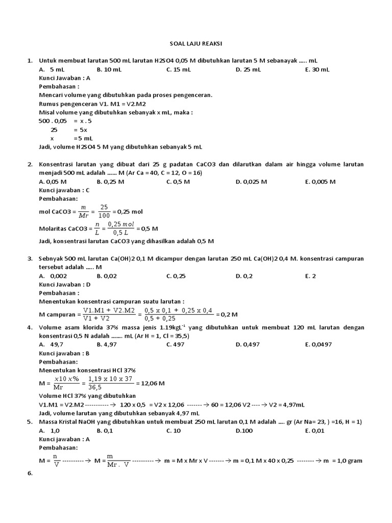 Soal Laju Reaksi | PDF